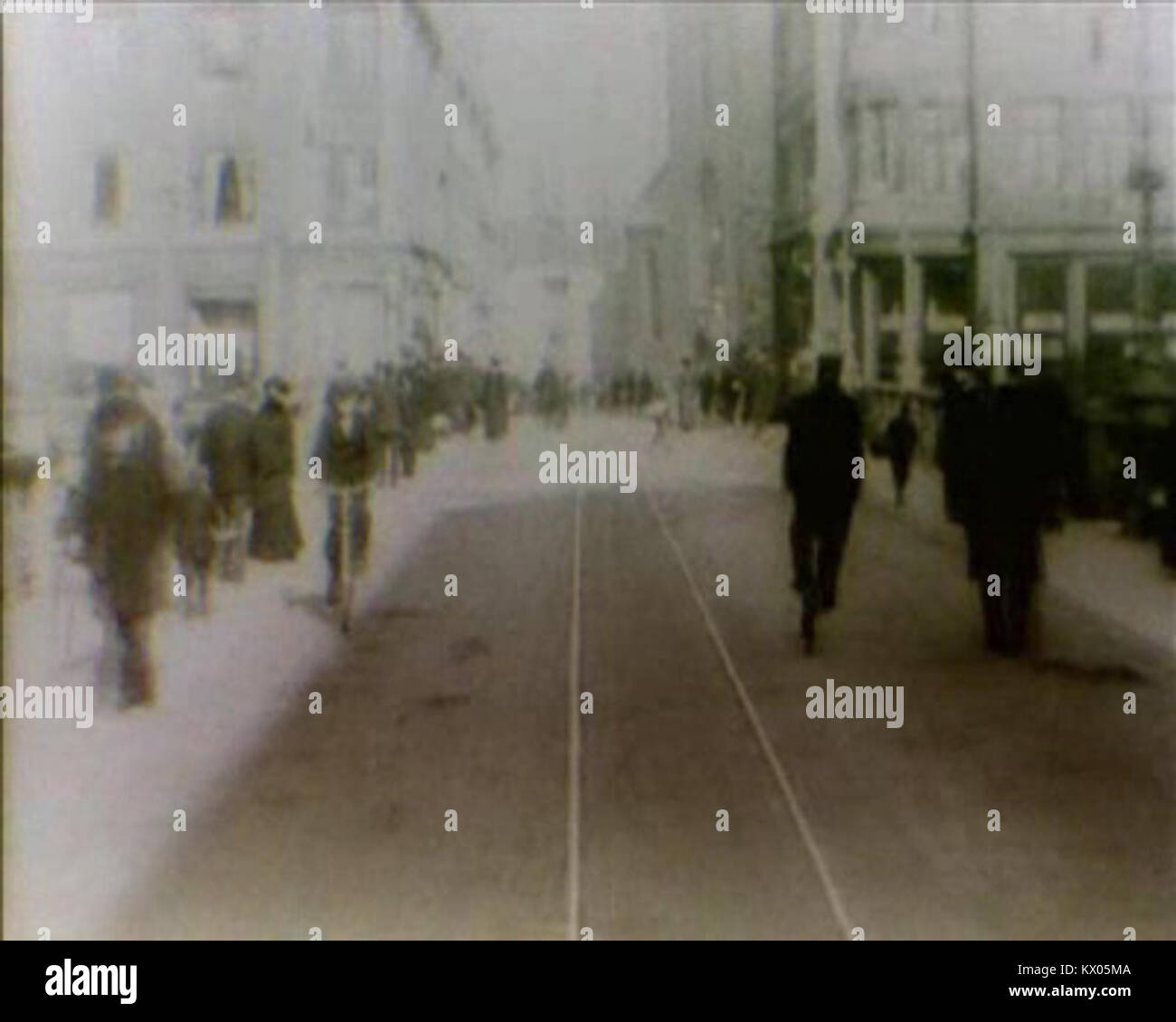 This image captures a tram (sporvogn) traveling through the streets of ...