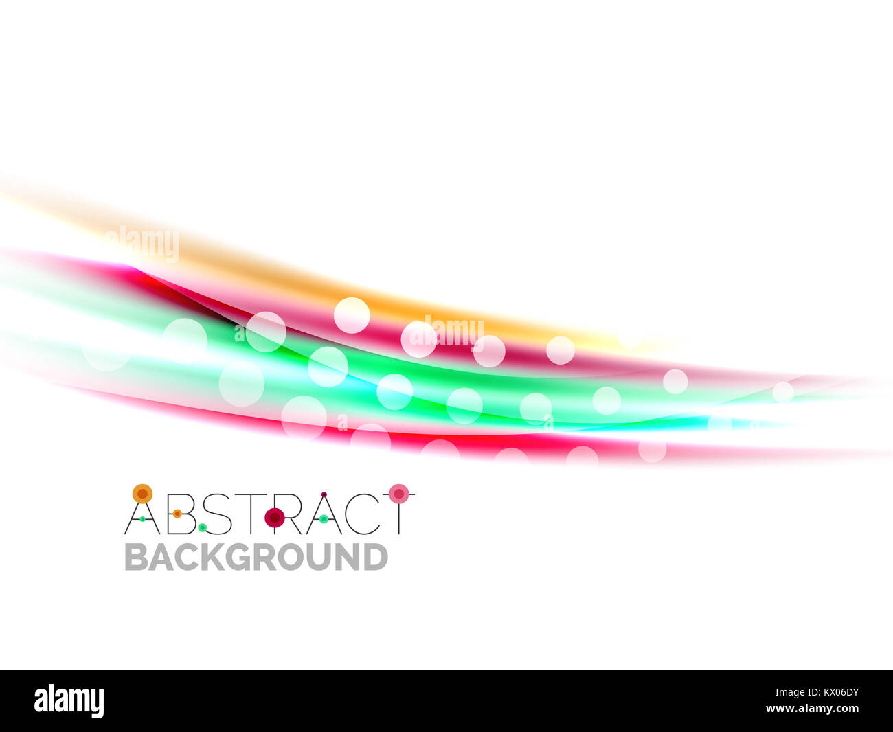 Shiny bright color lines with light effects and circles, wave abstract ...