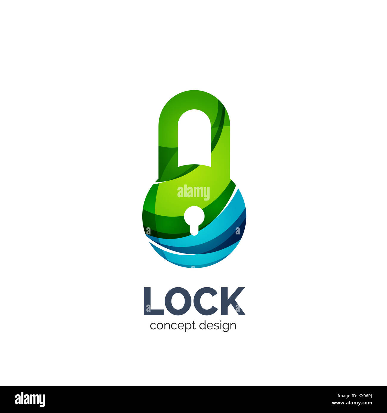 creative abstract lock logo created with lines, security concept Stock ...