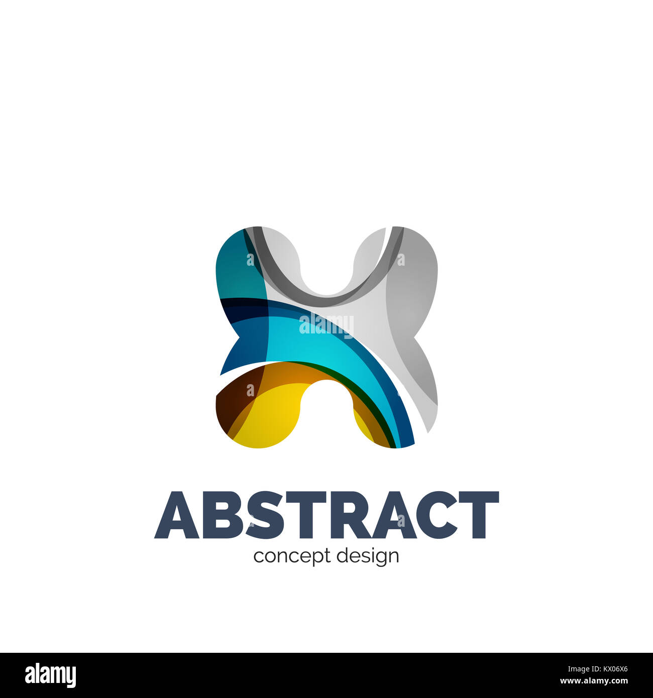 set of abstract letter business logo icons, geometric wavy flowing ...