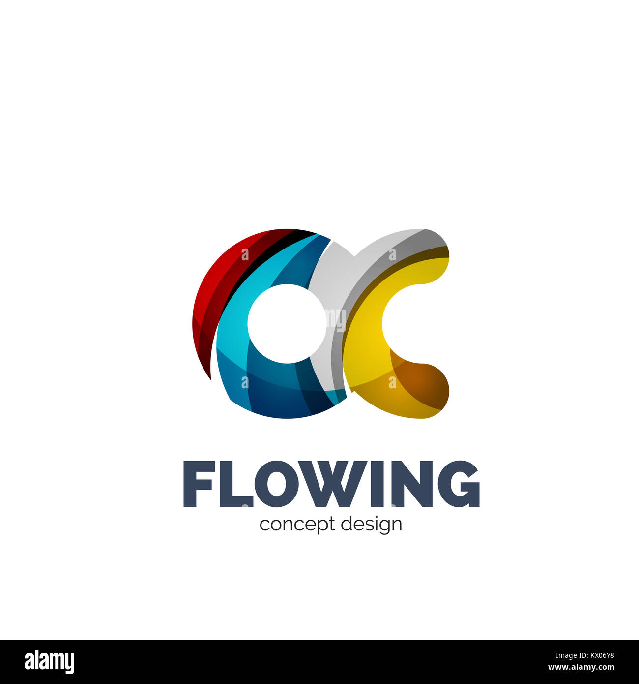 set of abstract letter business logo icons, geometric wavy flowing ...