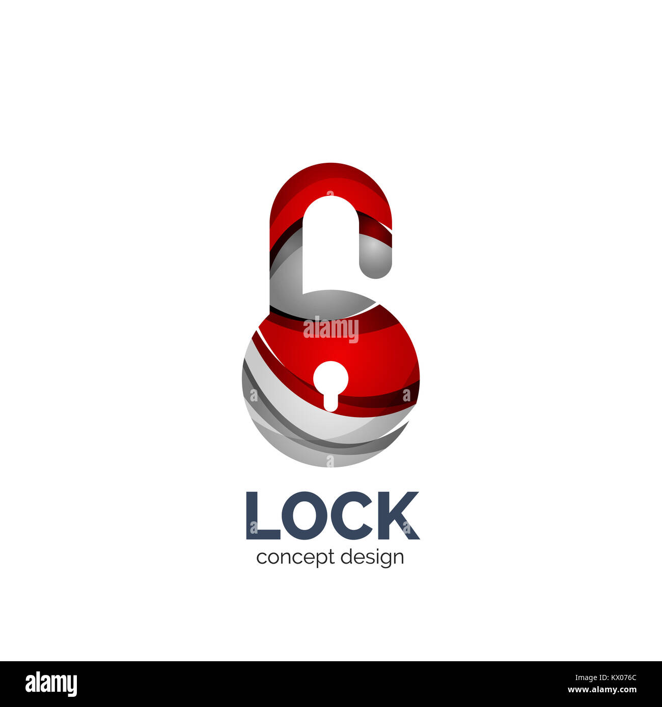 creative abstract open lock logo created with lines, security concept ...
