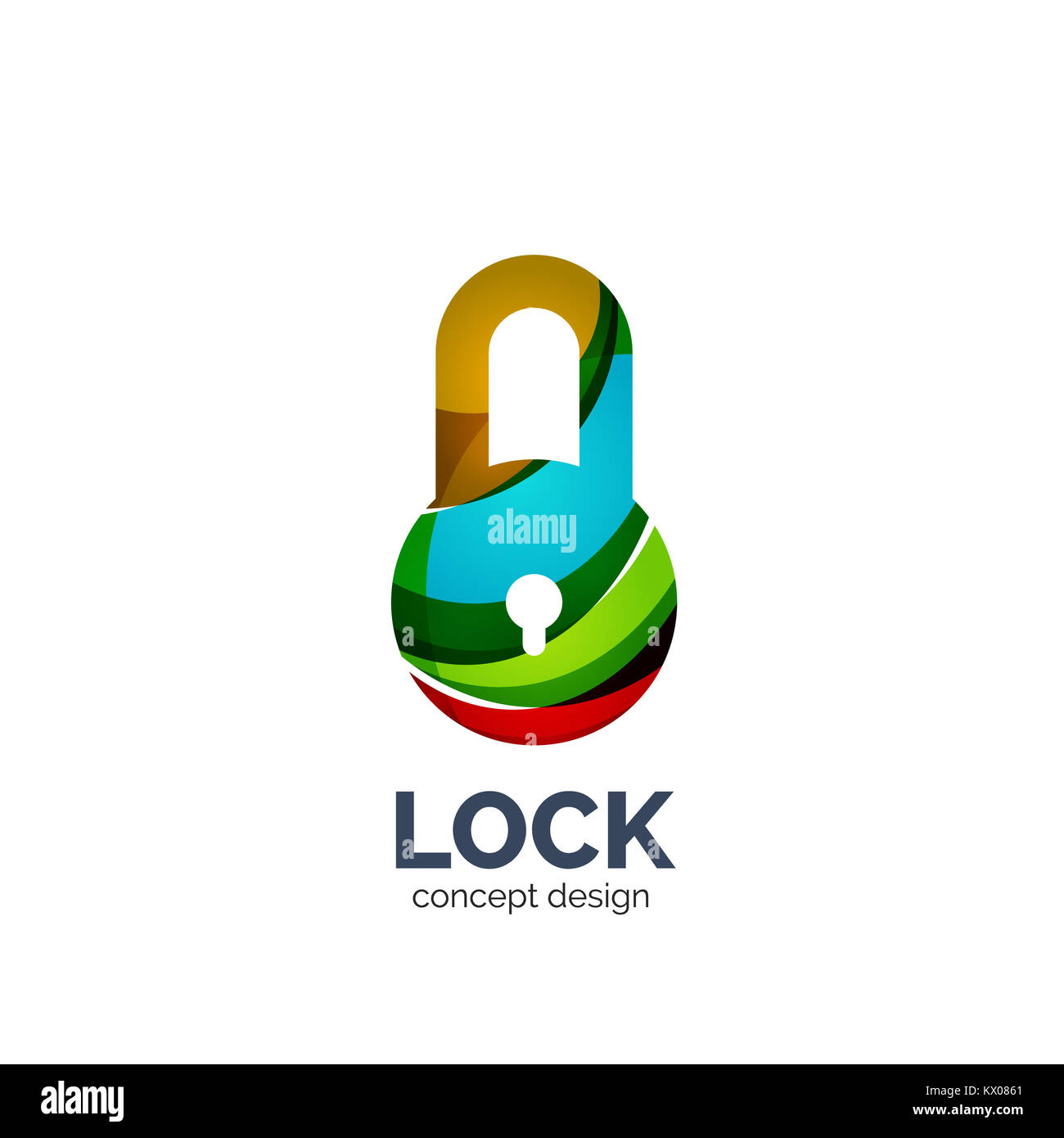creative abstract lock logo created with lines, security concept Stock ...