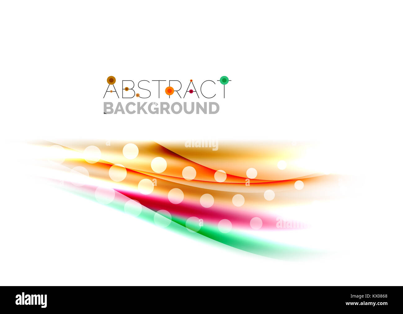 Shiny bright color lines with light effects and circles, wave abstract ...