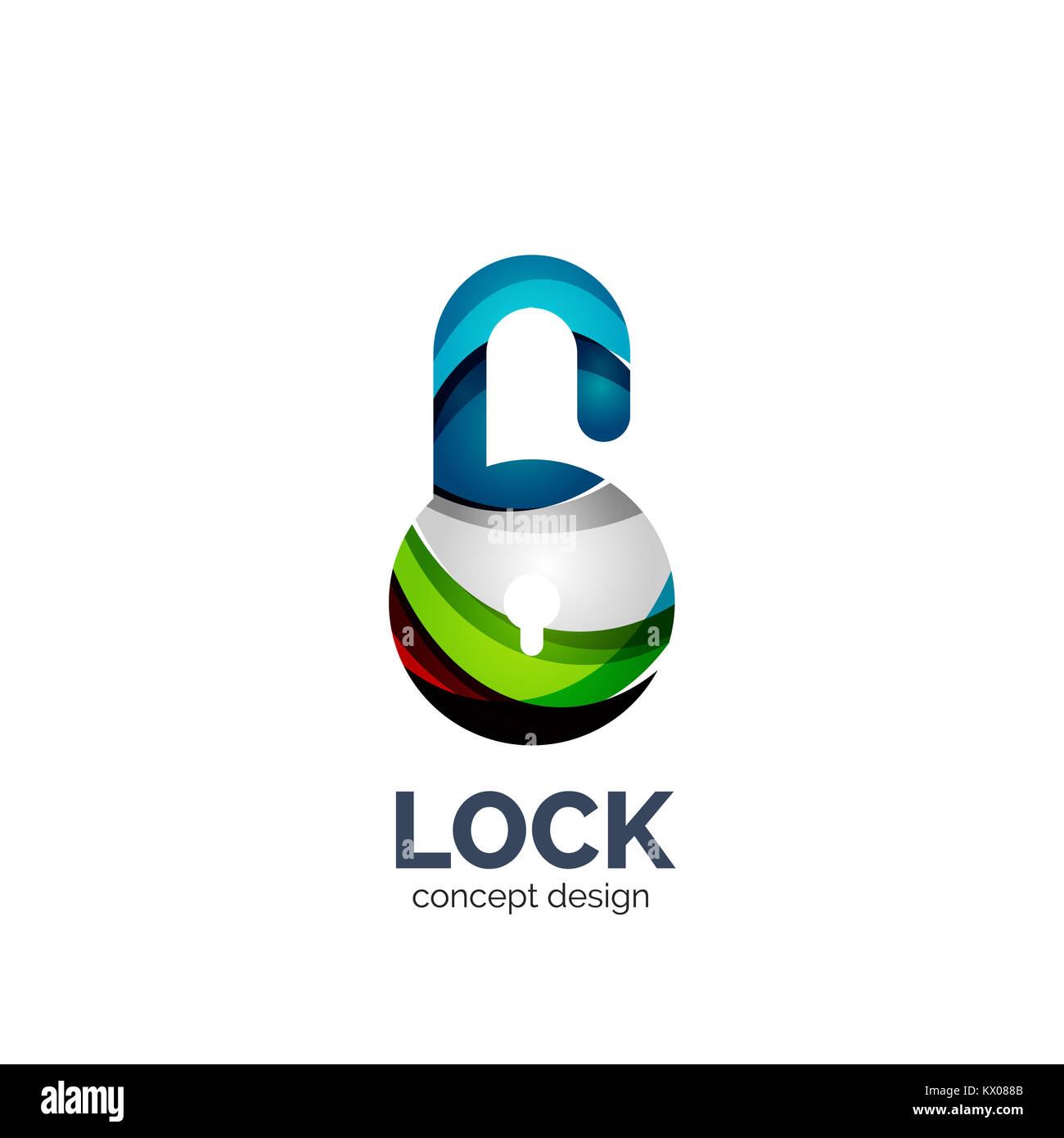 creative abstract lock logo created with lines, security concept Stock ...