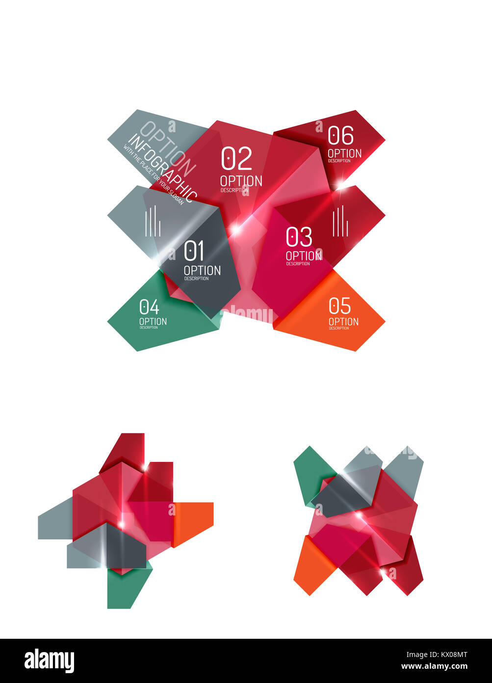Set of abstract geometric paper graphic layouts. Business presentations ...