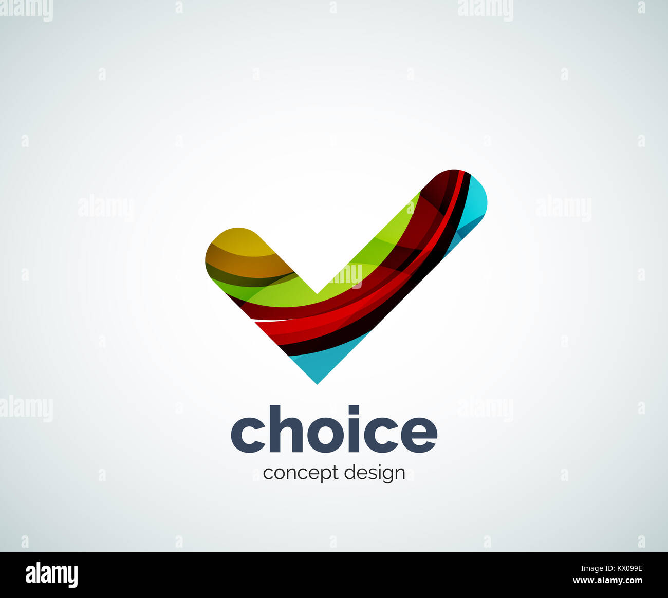 choice concept, tick logo template, abstract business icon Stock Photo ...