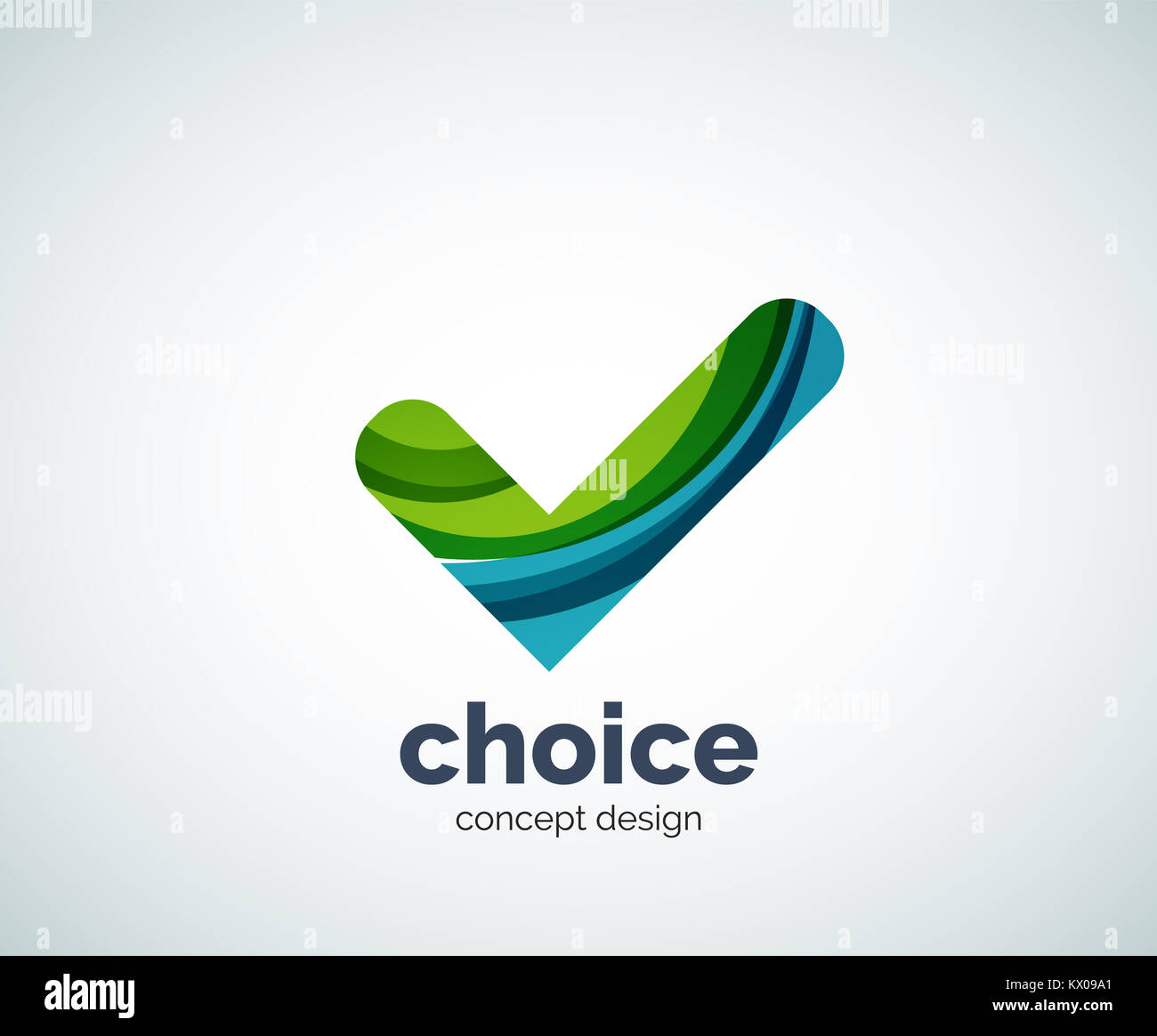 choice concept, tick logo template, abstract business icon Stock Photo ...