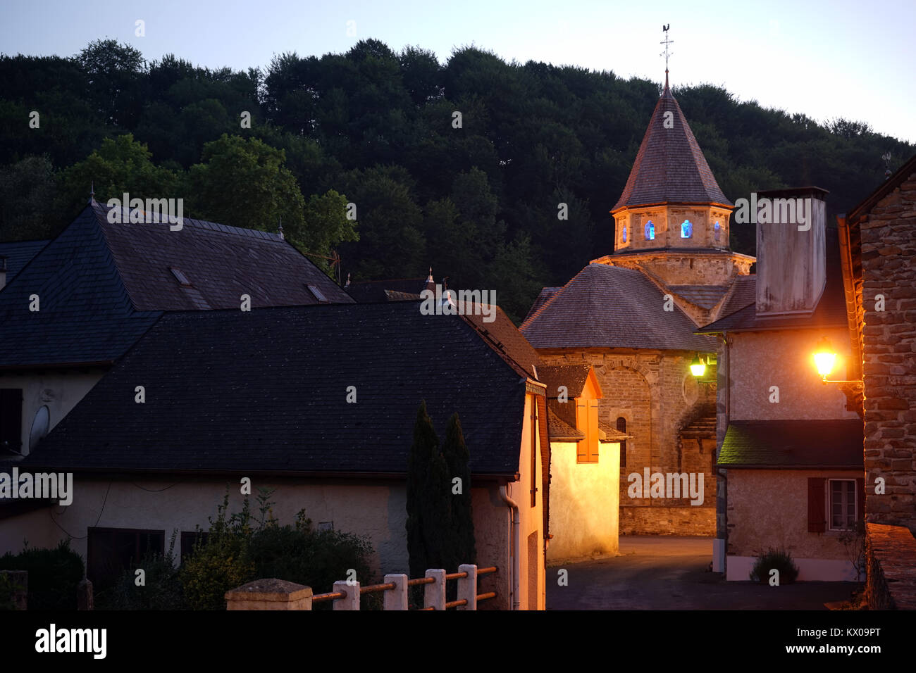 L'HOPITAl ST BLAISE, FRANCE – CIRCA JULY 2015 Night street and old ...