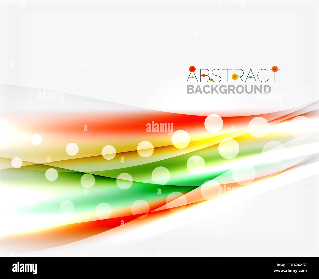 Shiny bright color lines with light effects and circles, wave abstract ...