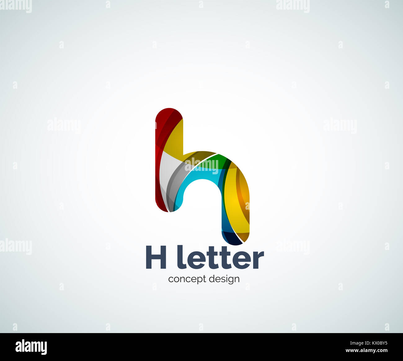 Abstract H geometric letter logo template. Overlapping transparent wave ...
