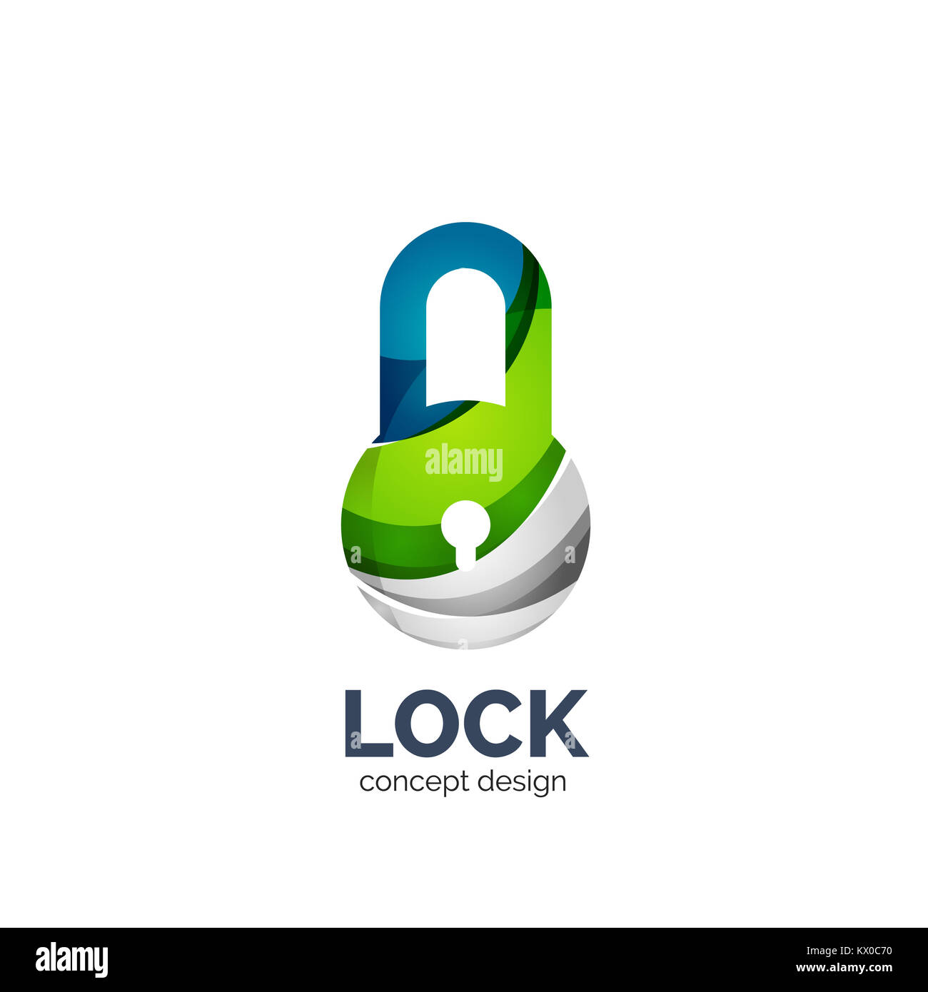 creative abstract lock logo created with lines, security concept Stock ...