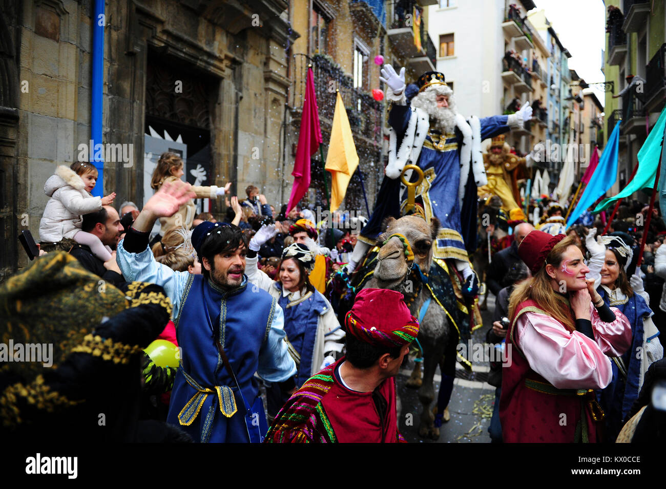Pamplona, Spain. 05th Jan, 2018. A cavalcade of the three kings, the ...