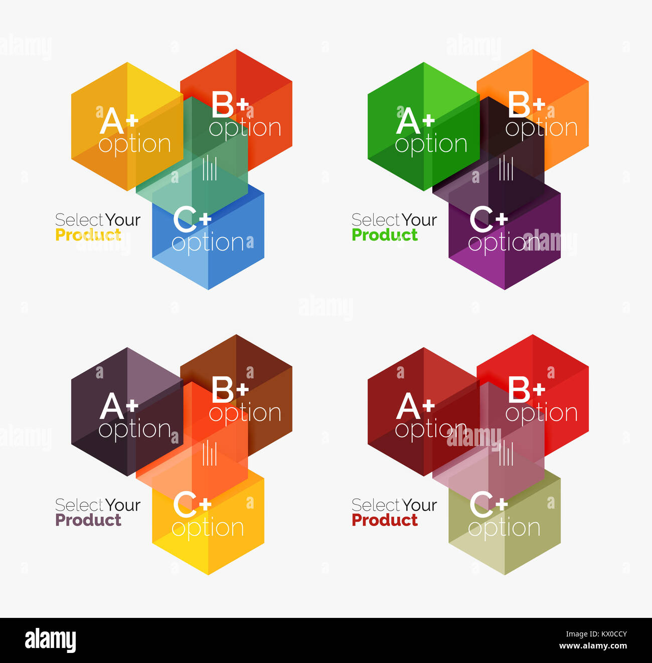 Set of abstract geometric hexagon design with options and text ...