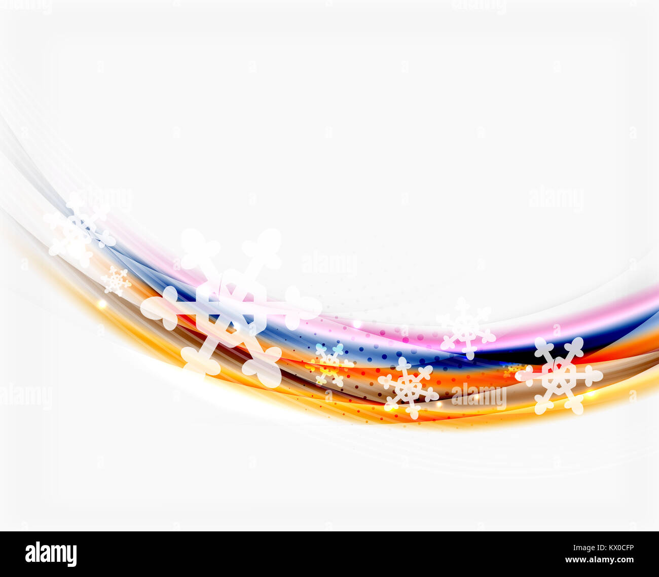 Wave line with snowflakes. Christmas abstract background, business ...