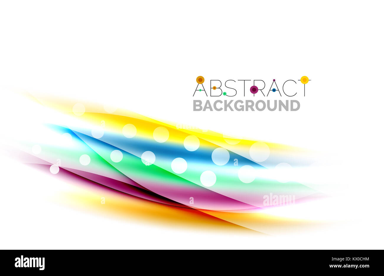 Shiny bright color lines with light effects and circles, wave abstract ...