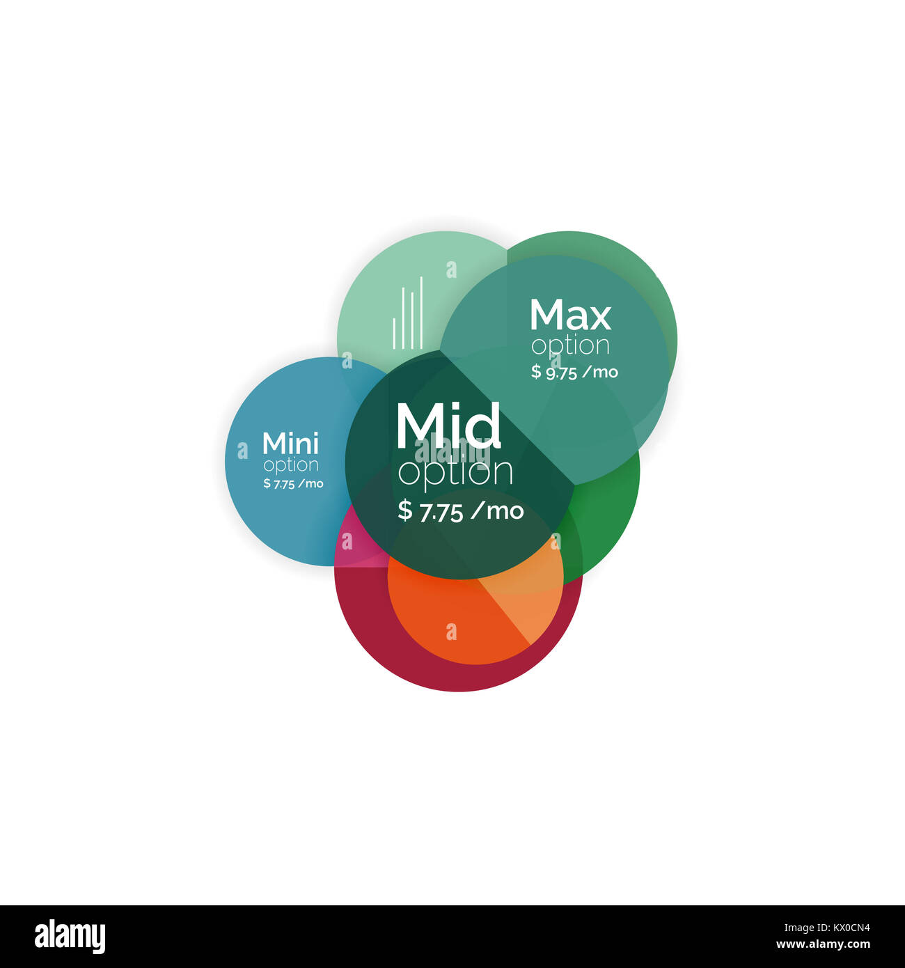 Circle business option diagrams. Select your product with sample ...