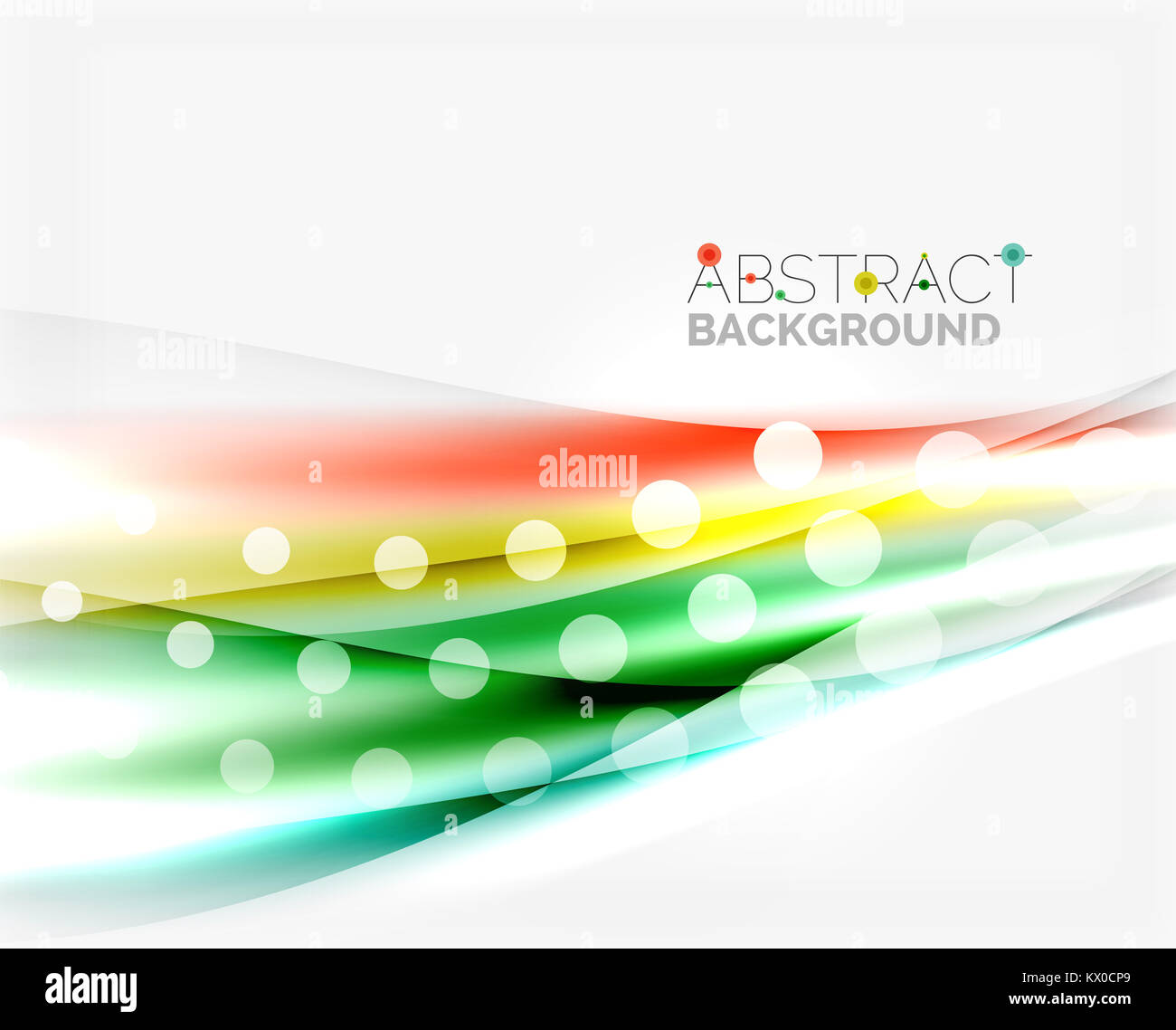 Shiny bright color lines with light effects and circles, wave abstract ...