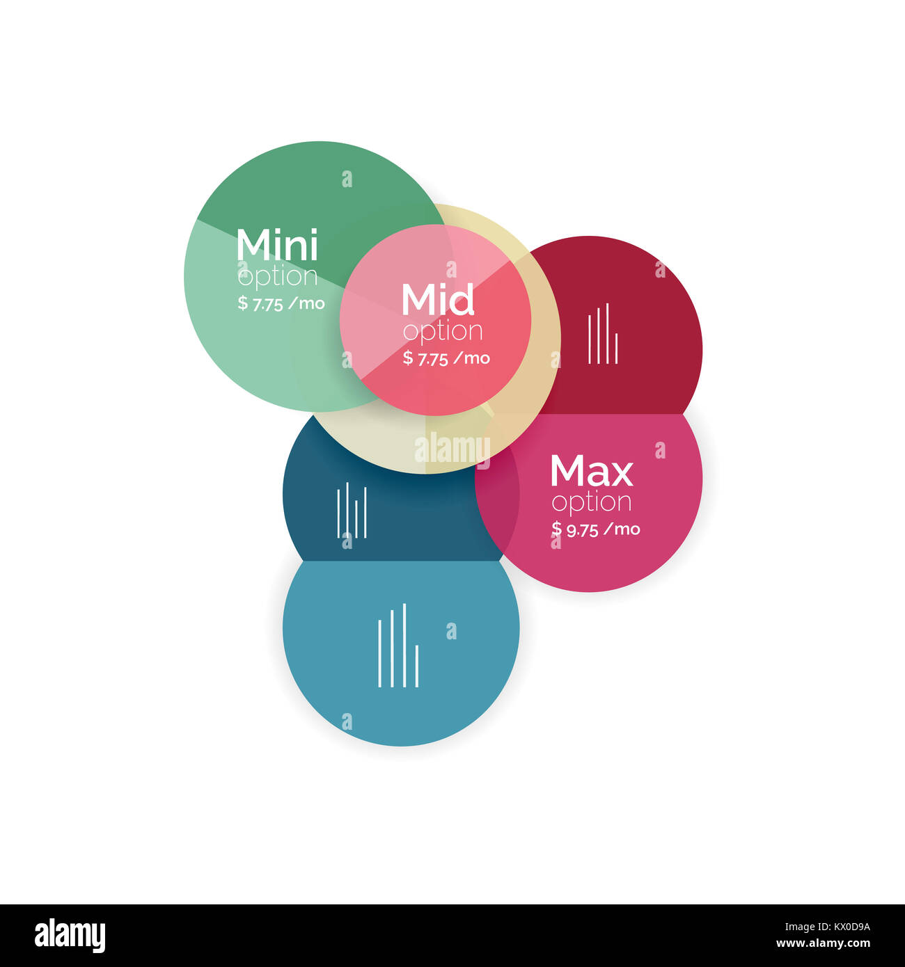Circle business option diagrams. Select your product with sample ...