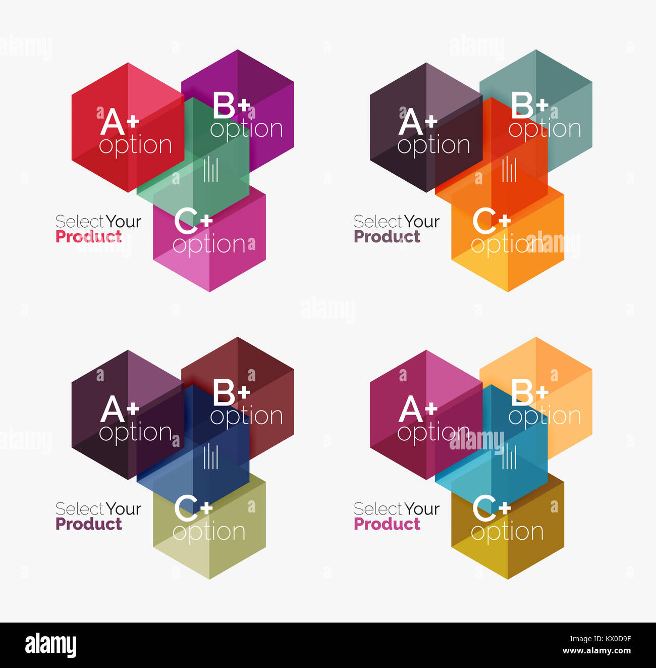 Set of business hexagon layouts with text and options. Design elements ...
