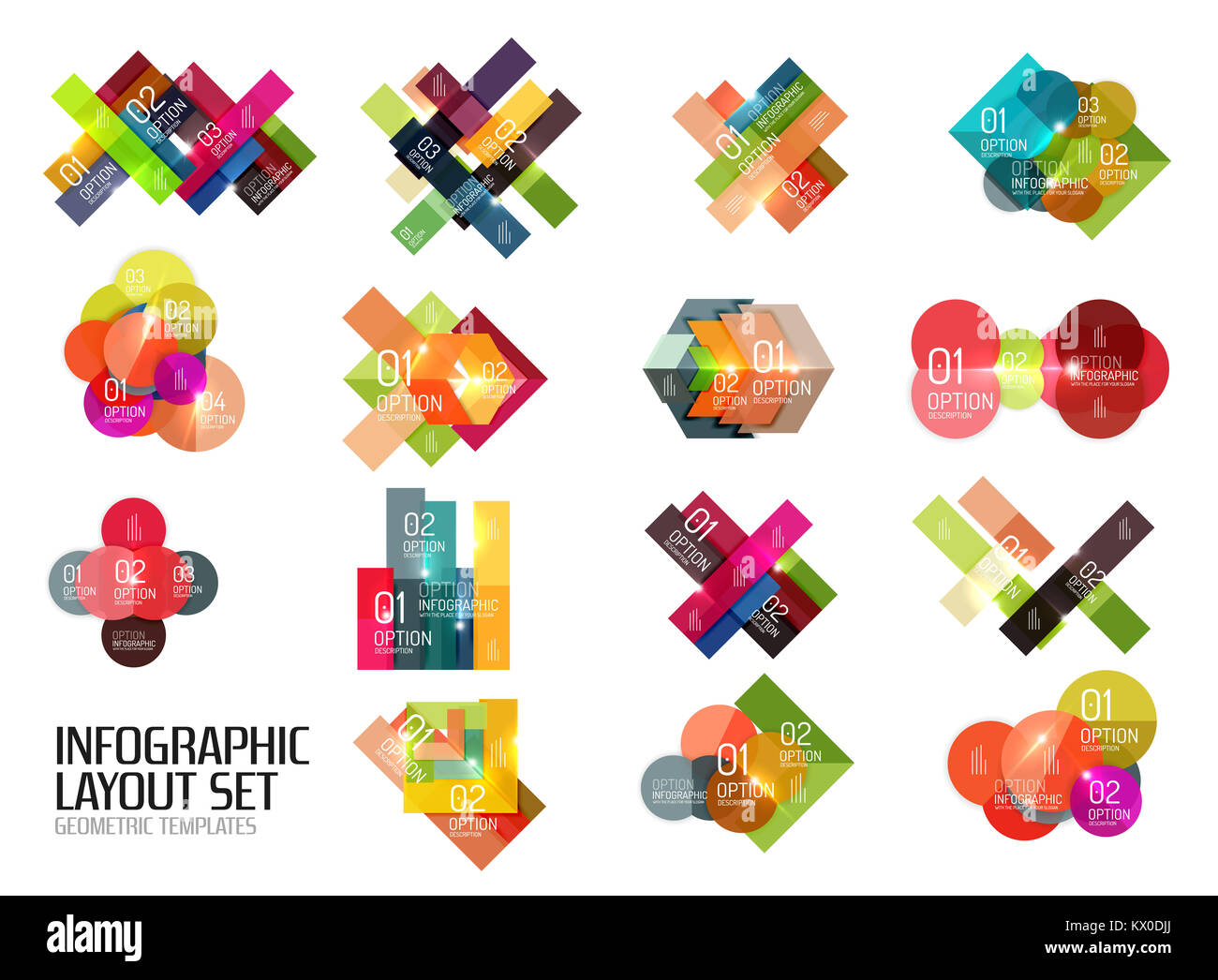 Overlapping geometric shapes composition. business infographics, option ...