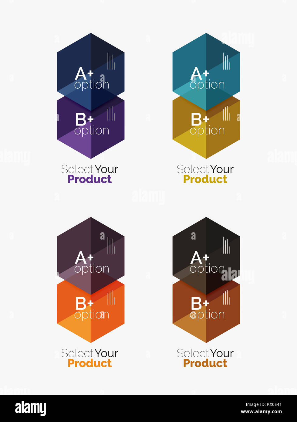Set of abstract geometric hexagon design with options and text ...