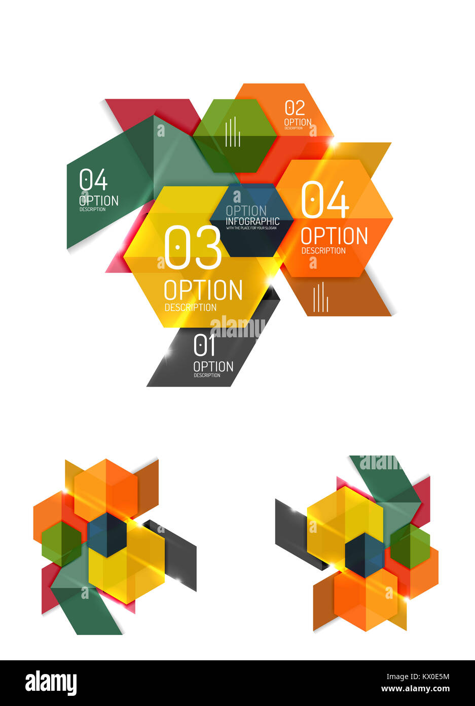 Set of abstract geometric paper graphic layouts. Business presentations ...