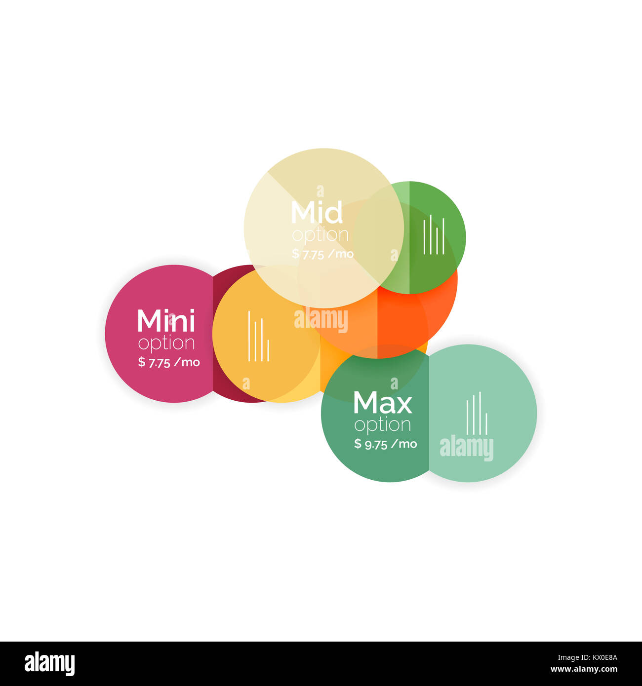 Circle business option diagrams. Select your product with sample ...
