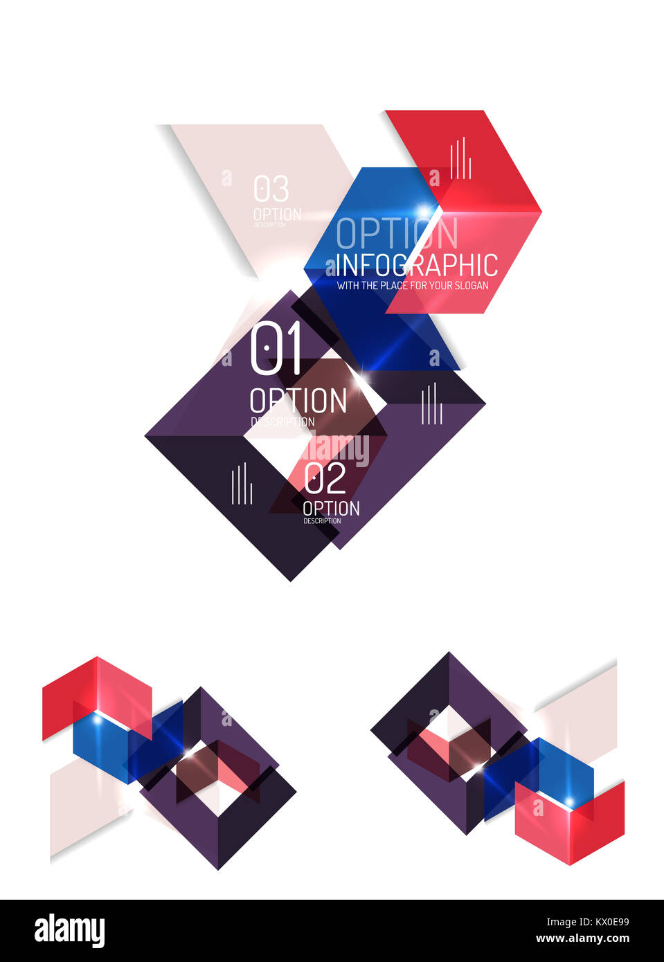 Set of abstract geometric paper graphic layouts. Business presentations ...