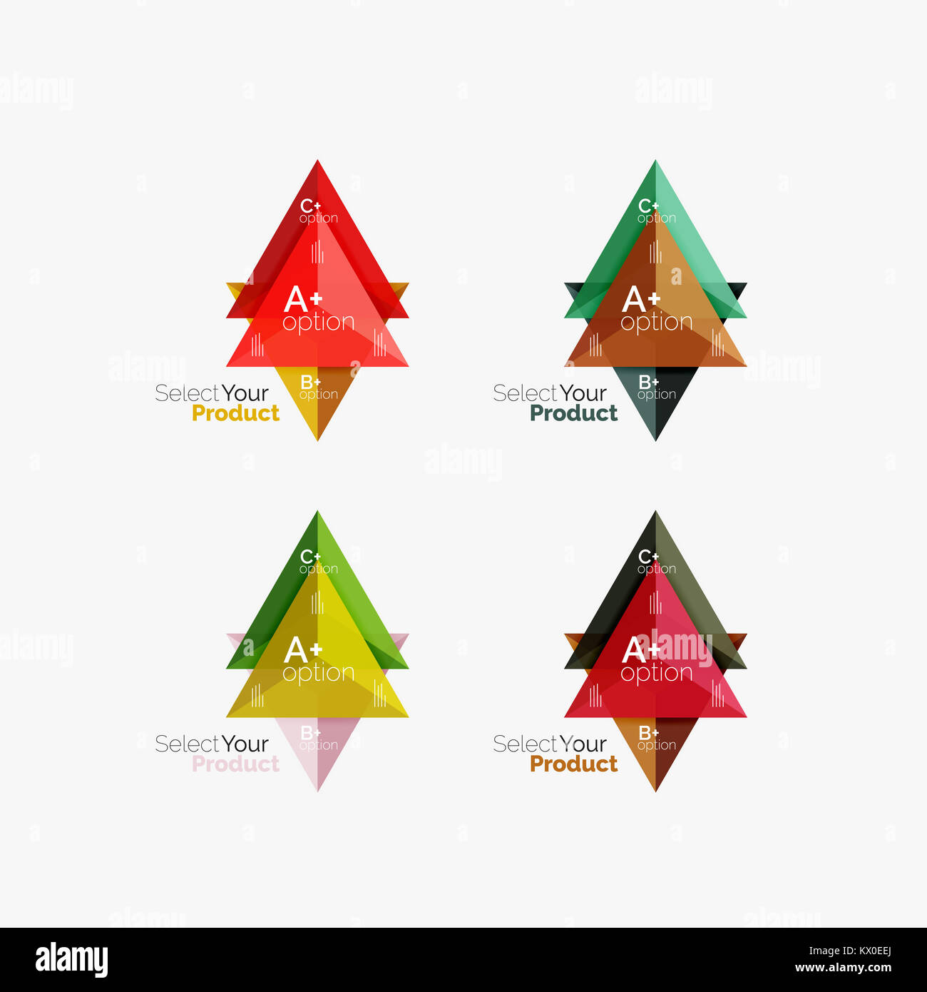 Set of triangle option infographic layouts. Select your product concept ...