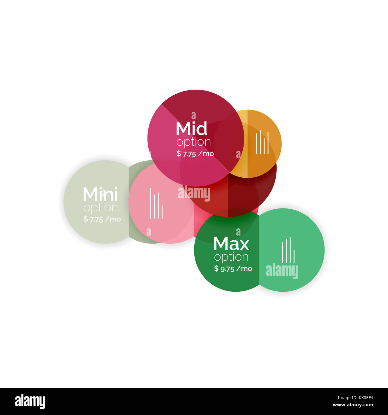 Circle business option diagrams. Select your product with sample ...