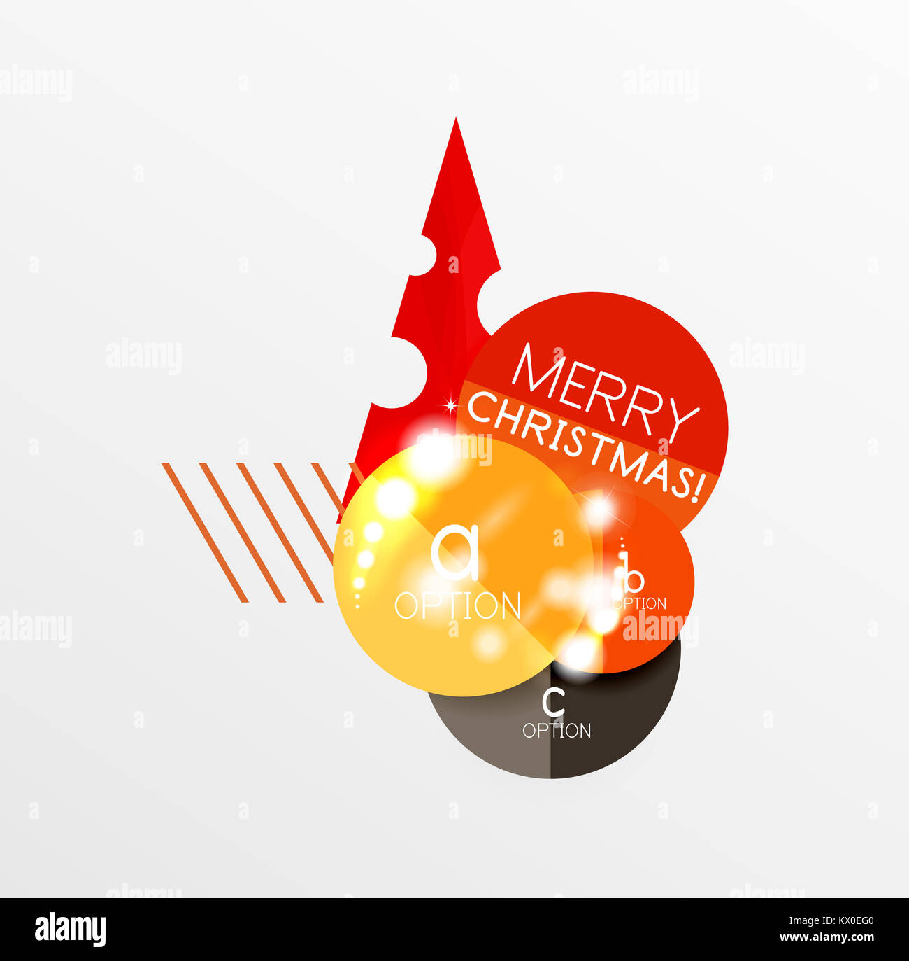 Christmas or New Year promo labels and stickers. Circle geometric ...