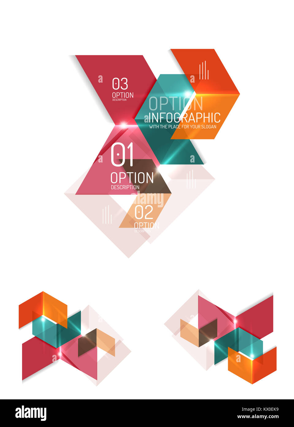 Set of abstract geometric paper graphic layouts. Business presentations ...
