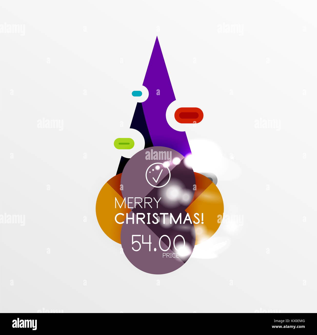 Christmas or New Year promo labels and stickers. Circle geometric ...