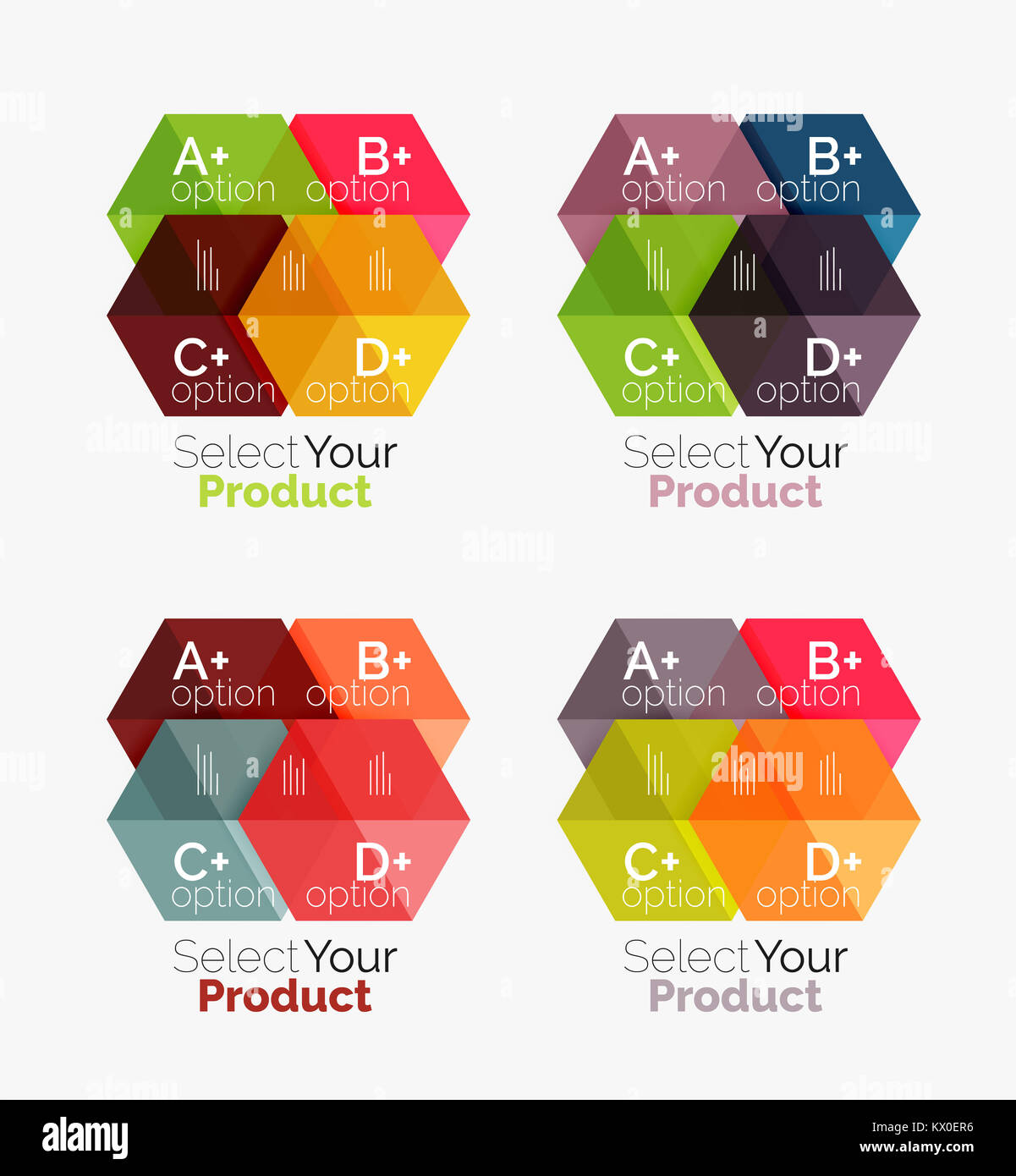 Set of business hexagon layouts with text and options. Design elements ...