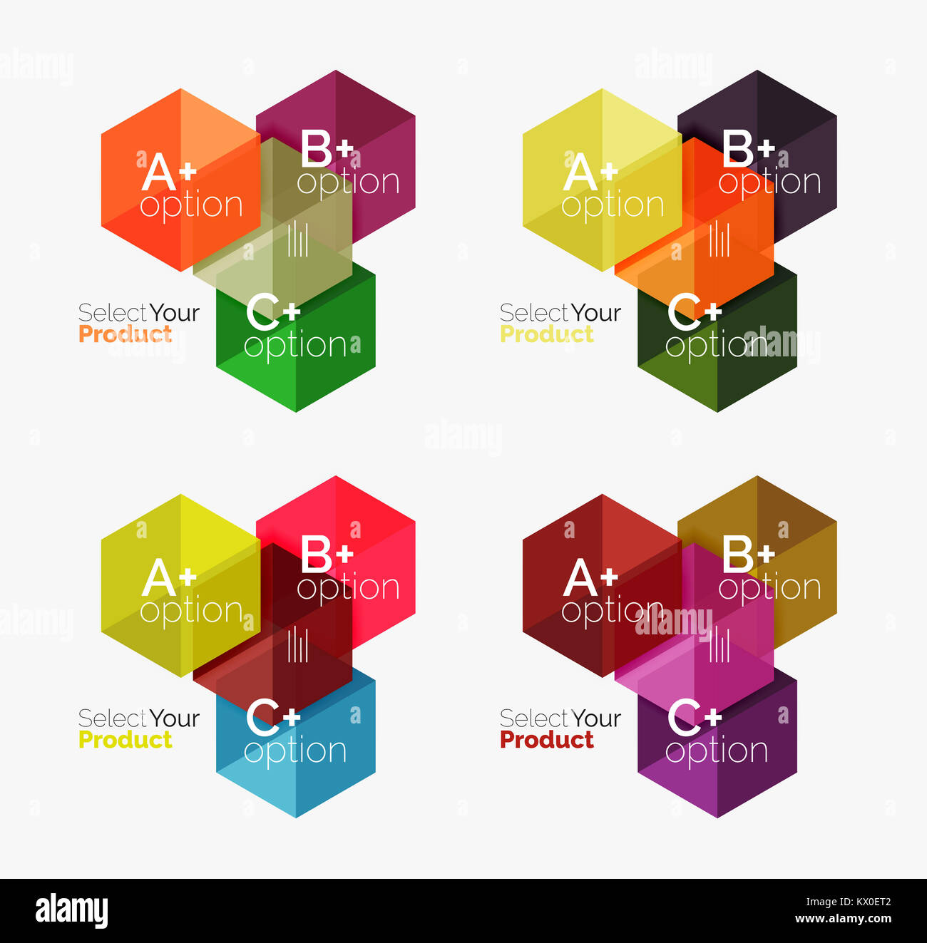 Set of business hexagon layouts with text and options. Design elements ...
