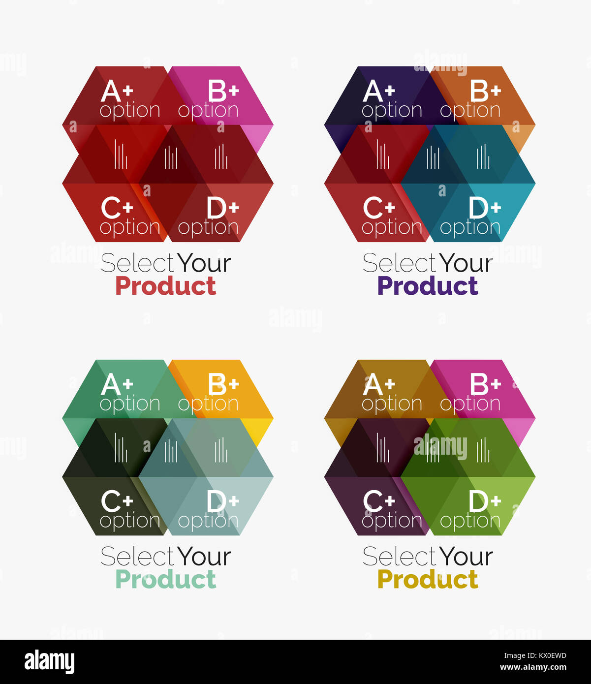 Set of business hexagon layouts with text and options. Design elements ...