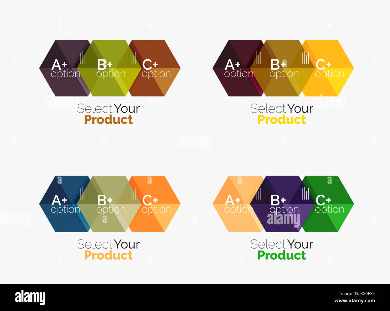 Set of business hexagon layouts with text and options. Design elements ...