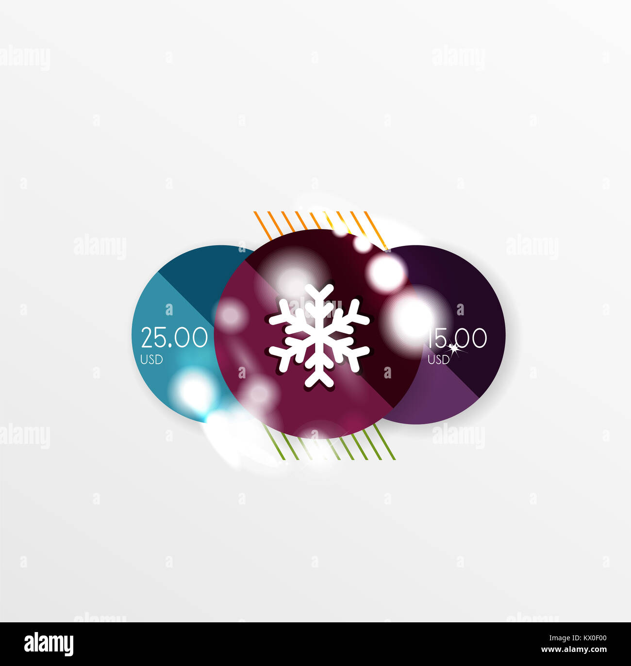 Christmas or New Year promo labels and stickers. Circle geometric ...