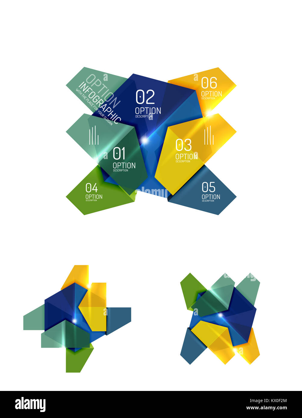 Set of abstract geometric paper graphic layouts. Business presentations ...