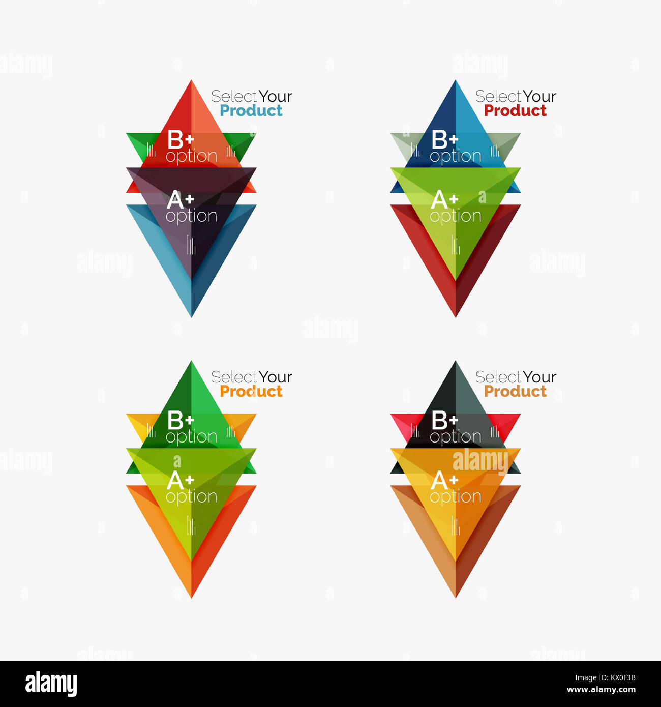Set of triangle option infographic layouts. Select your product concept ...