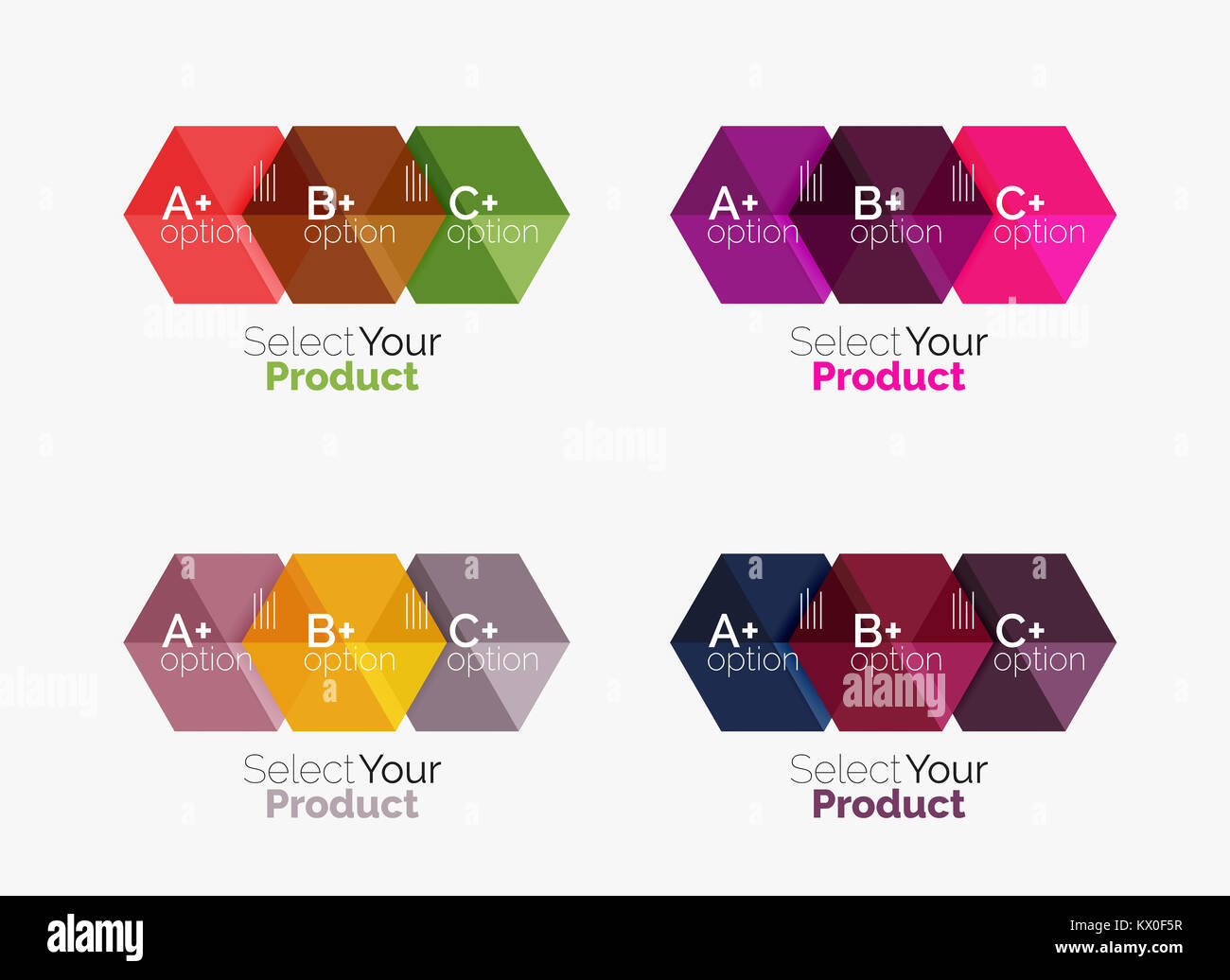 Set of business hexagon layouts with text and options. Design elements ...
