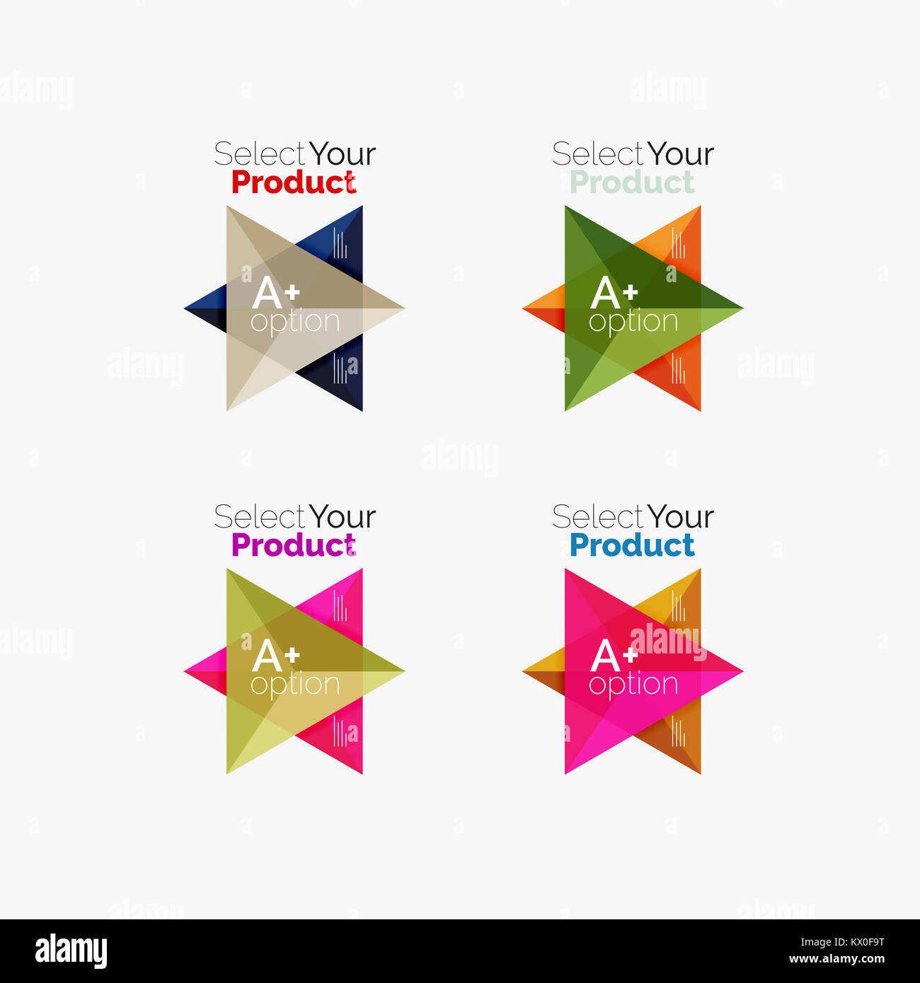 Set of triangle layouts with text and options. Elements of business ...