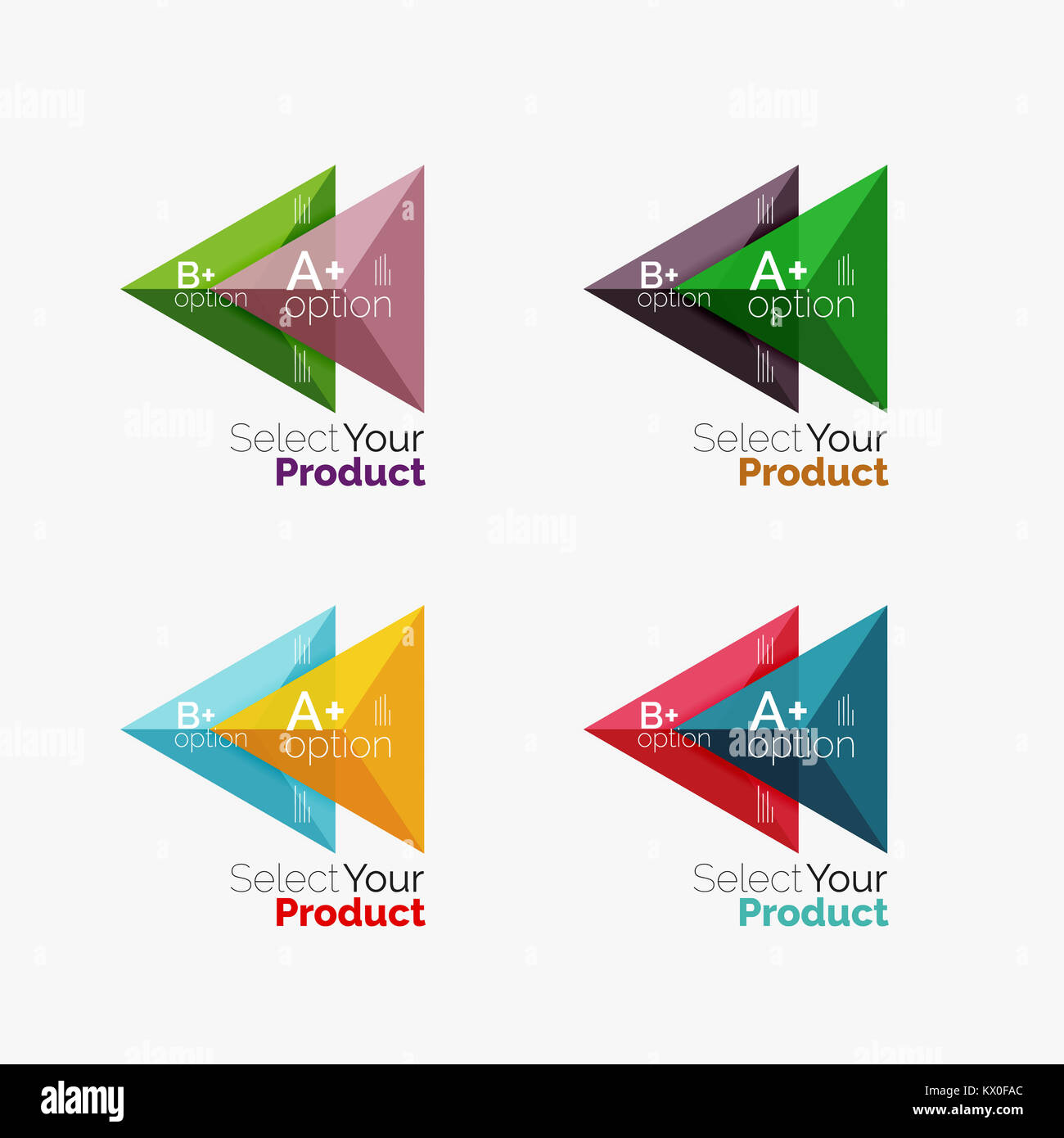 Set of triangle option infographic layouts. Select your product concept ...