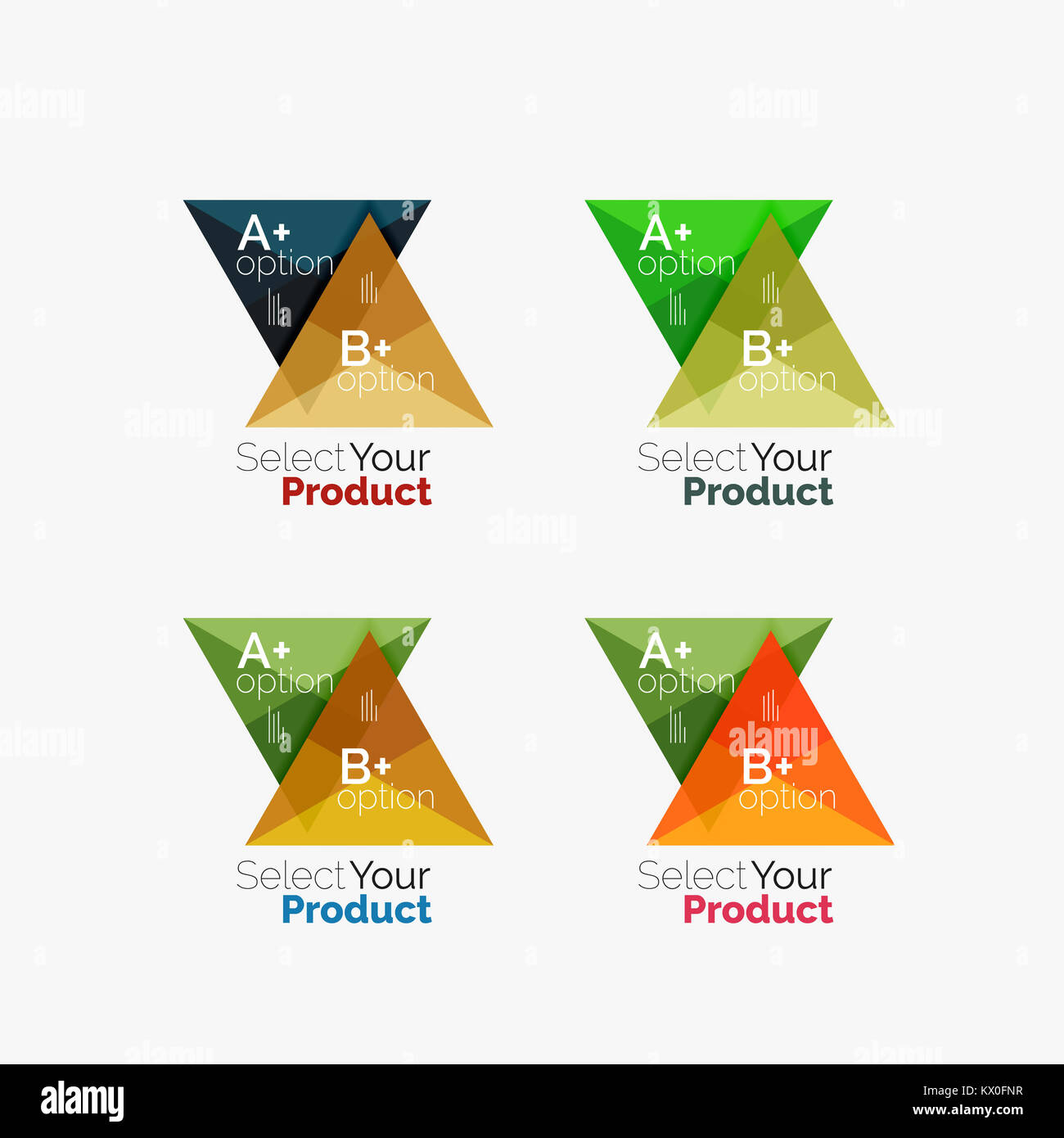 Set of triangle option infographic layouts. Select your product concept ...