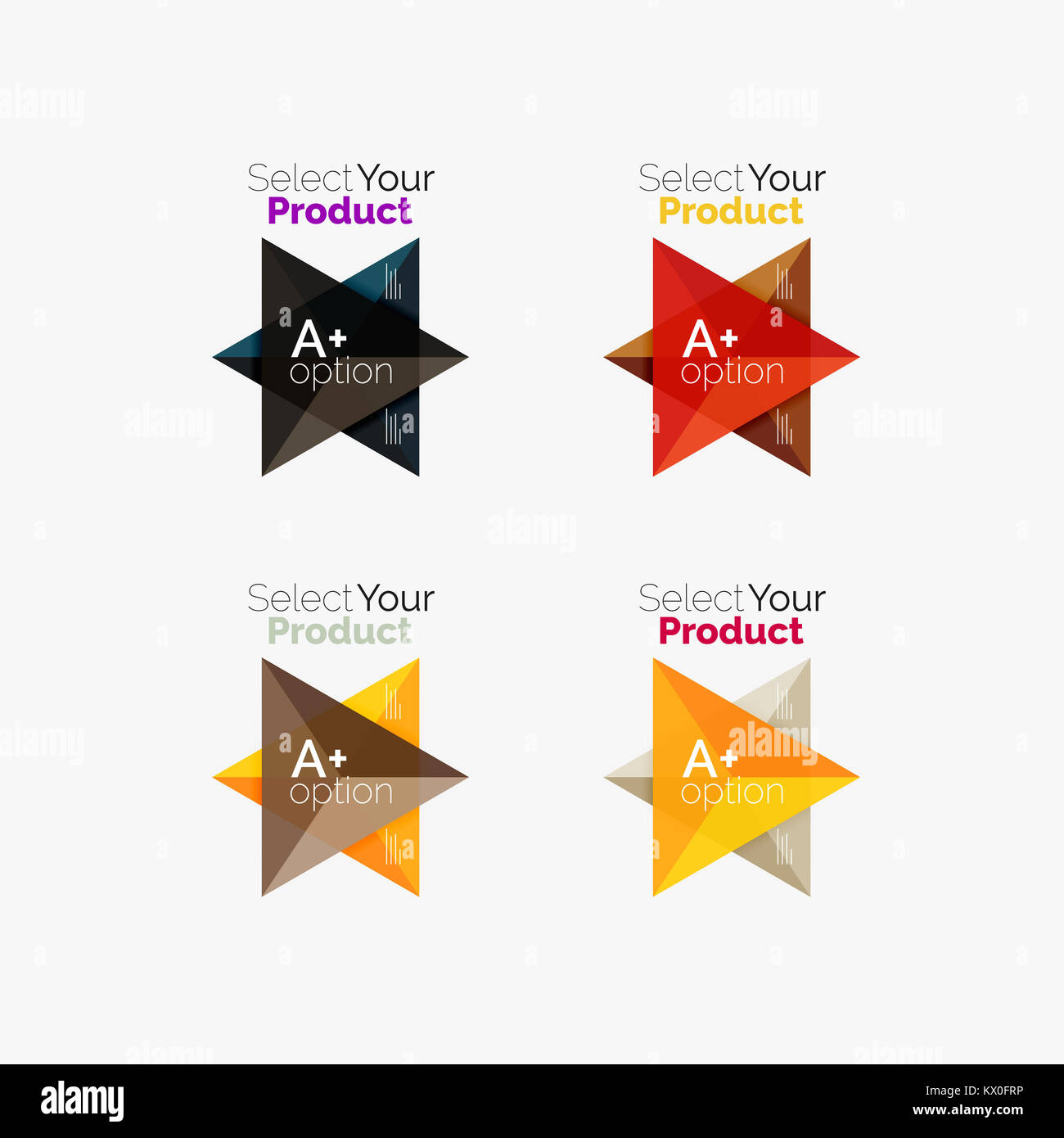 Set of triangle layouts with text and options. Elements of business ...