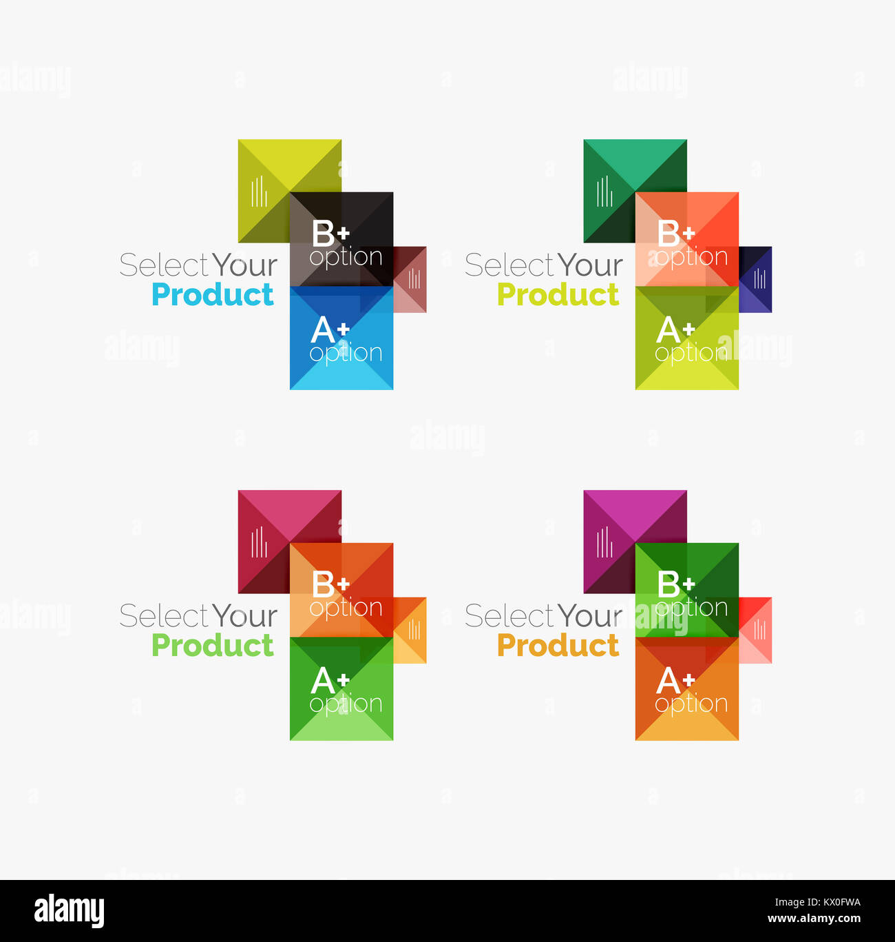 Set of color translucent squares abstract background templates or ...