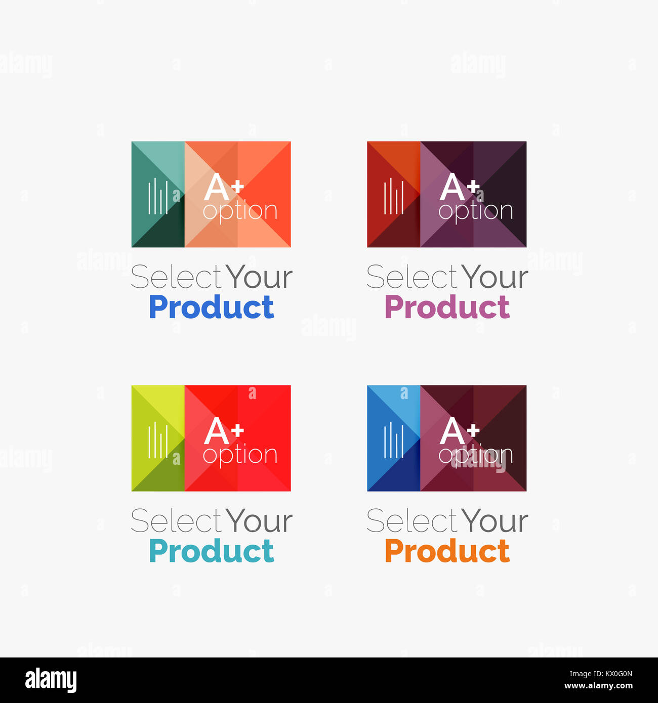 Set of abstract square interface menu navigation buttons with sample ...