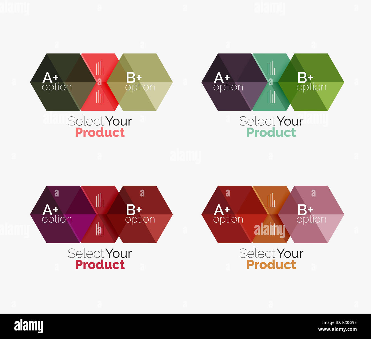 Set of business hexagon layouts with text and options. Design elements ...