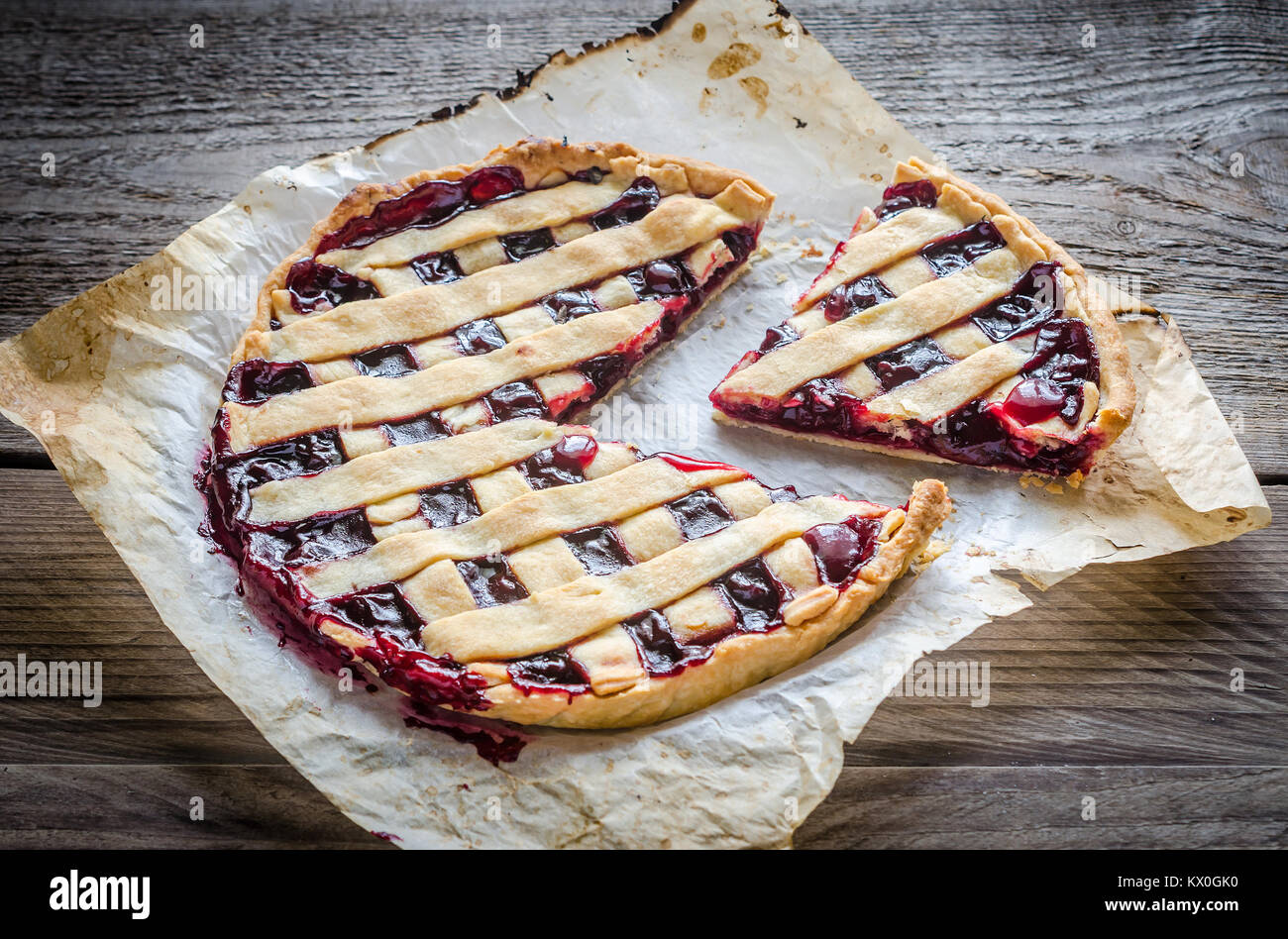 Open cherry pie Stock Photo - Alamy